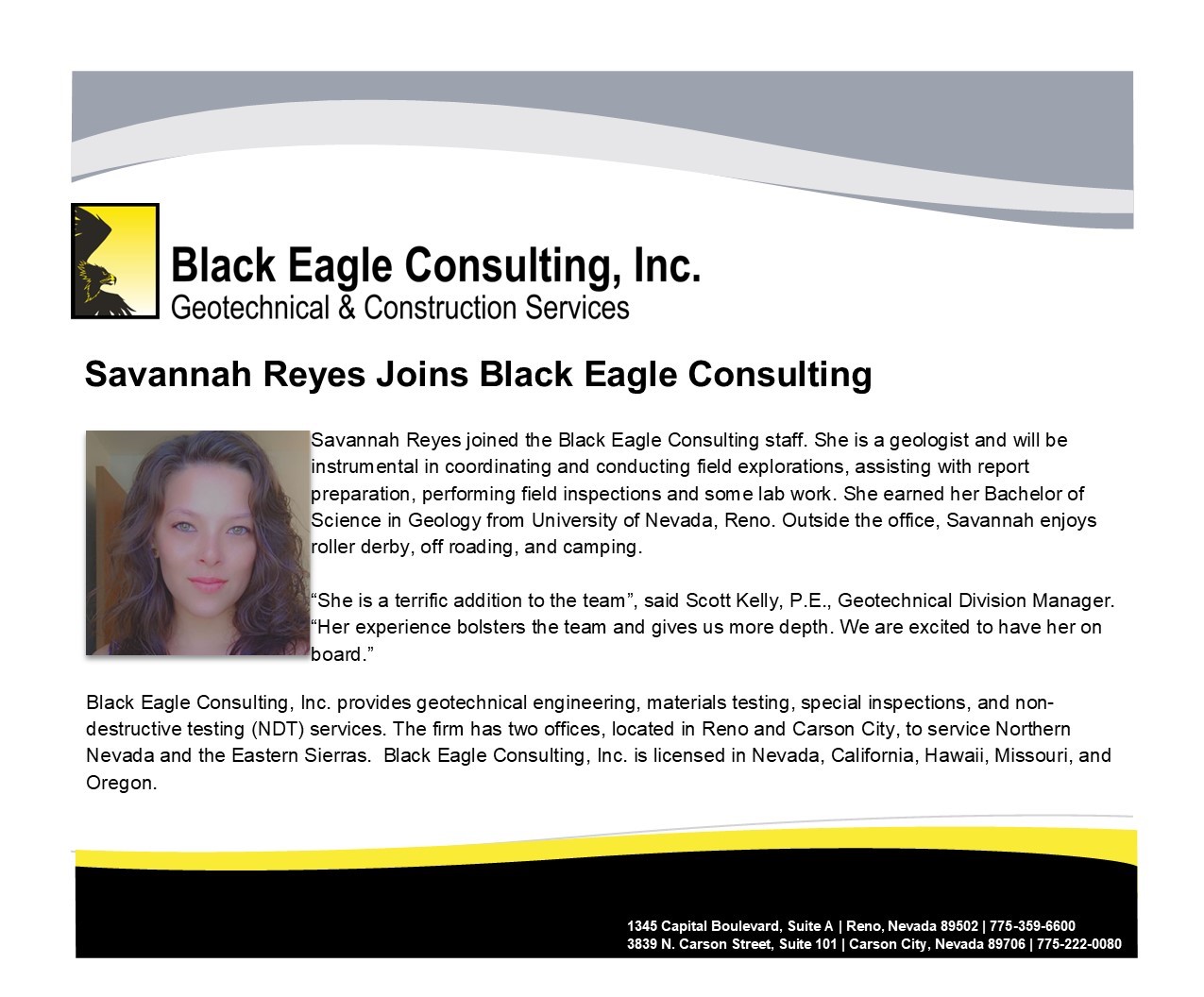 Welcome Savannah Reyes! – Black Eagle Consulting